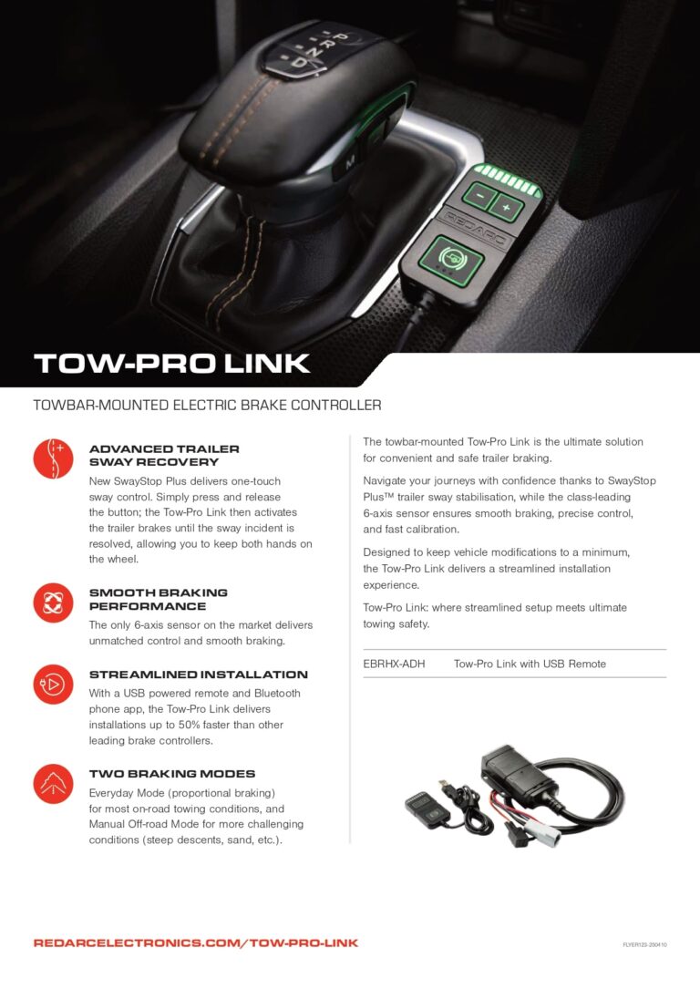 REDARC Tow-Pro Link Electric Brake Controller with USB Remote - Sway ...